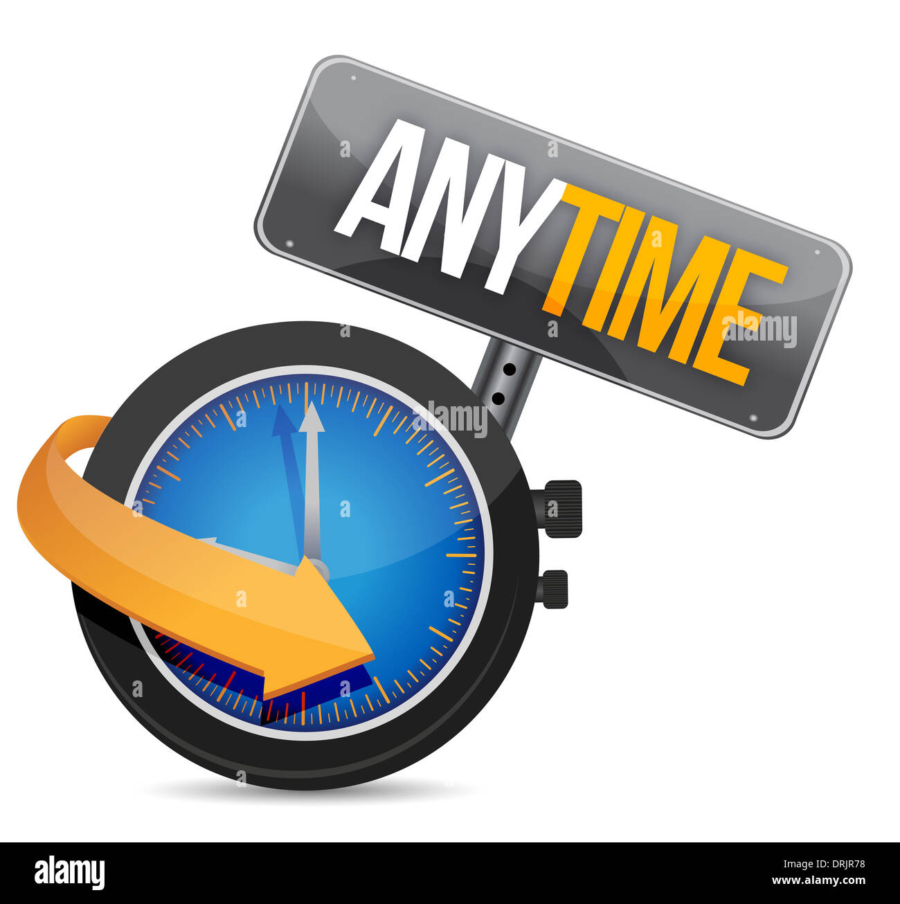 anytime icon with clock illustration design over a white background ...