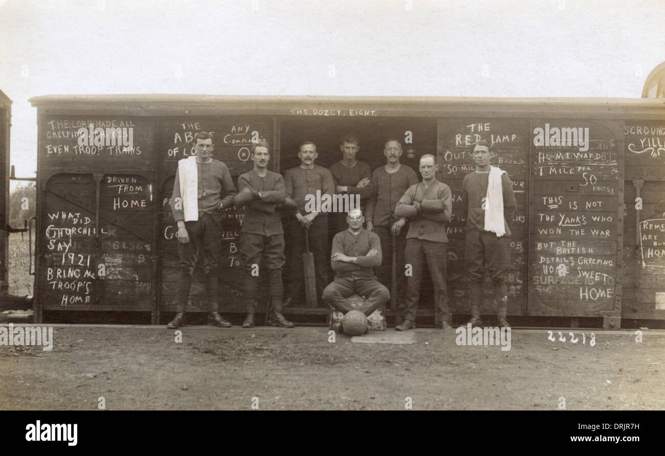 British soldiers standing outside a troop train Stock Photo - Alamy