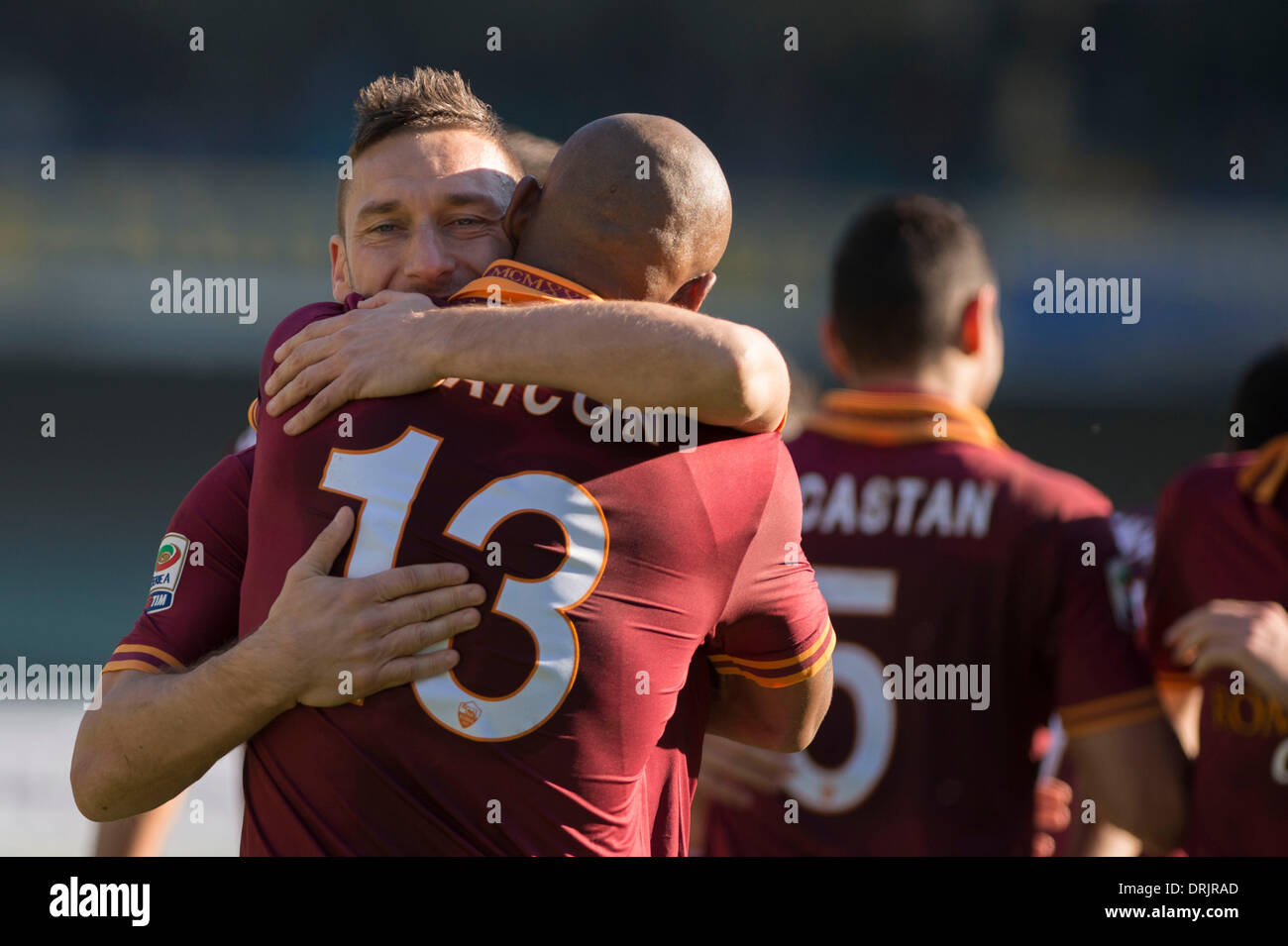 Verona, Italy. 26th Jan, 2014. (L-R) Francesco Totti, Maicon (Roma ...