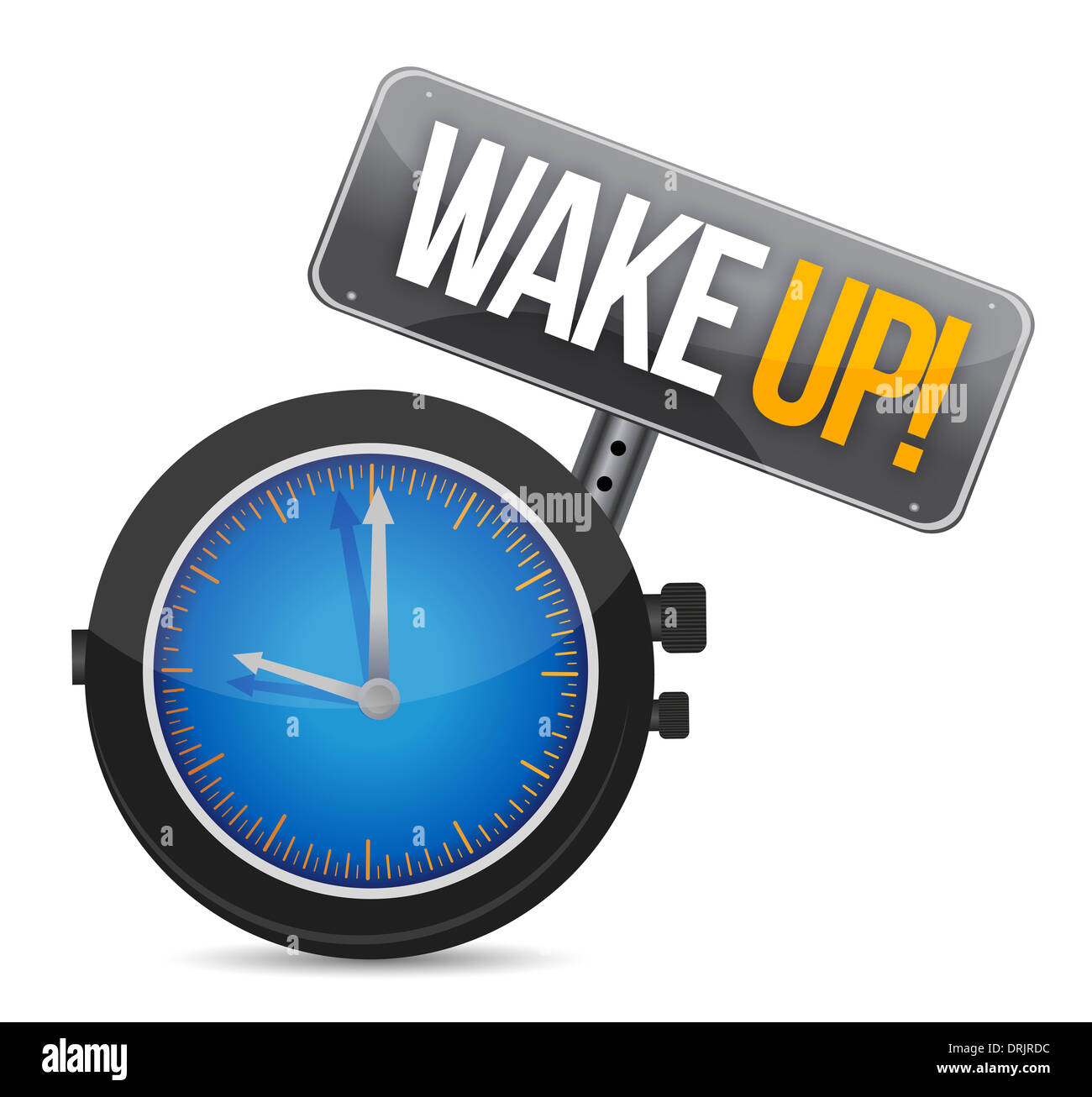 clock with the text wake up illustration design Stock Photo - Alamy