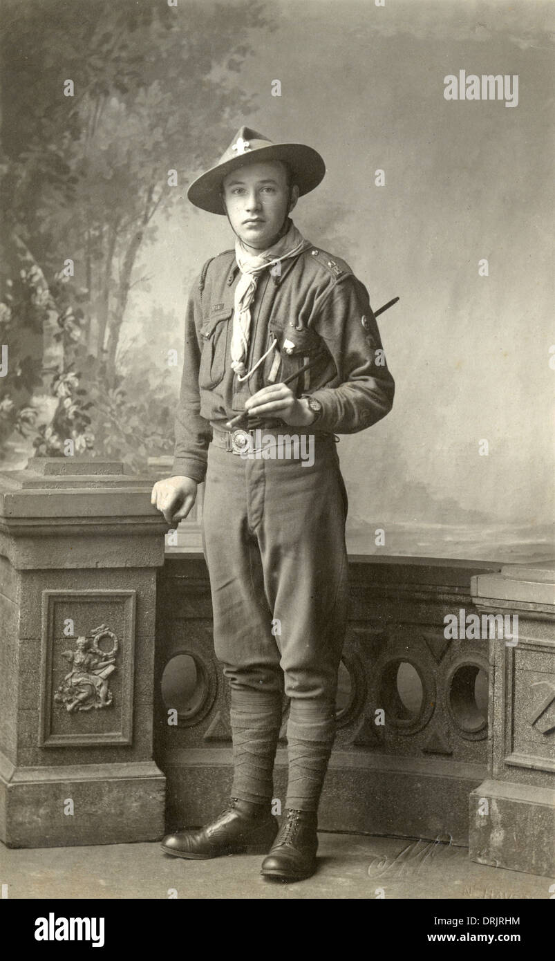 Full length portrait of a scout in uniform Stock Photo - Alamy