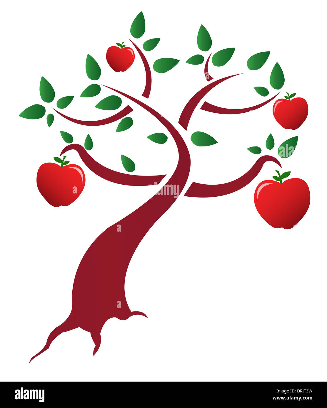 apple tree illustration design over a white background Stock Photo - Alamy