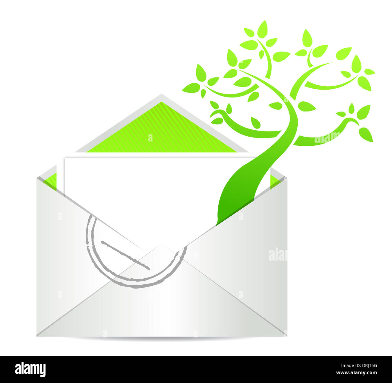 Open envelope with green tree growing from inside illustration design ...