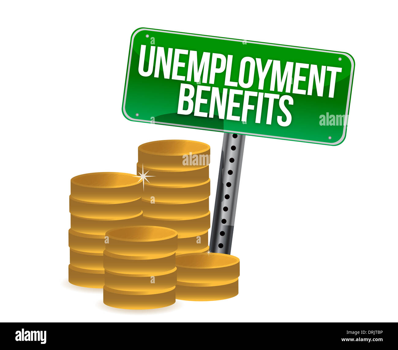 unemployment benefits coins illustration design over white Stock Photo ...