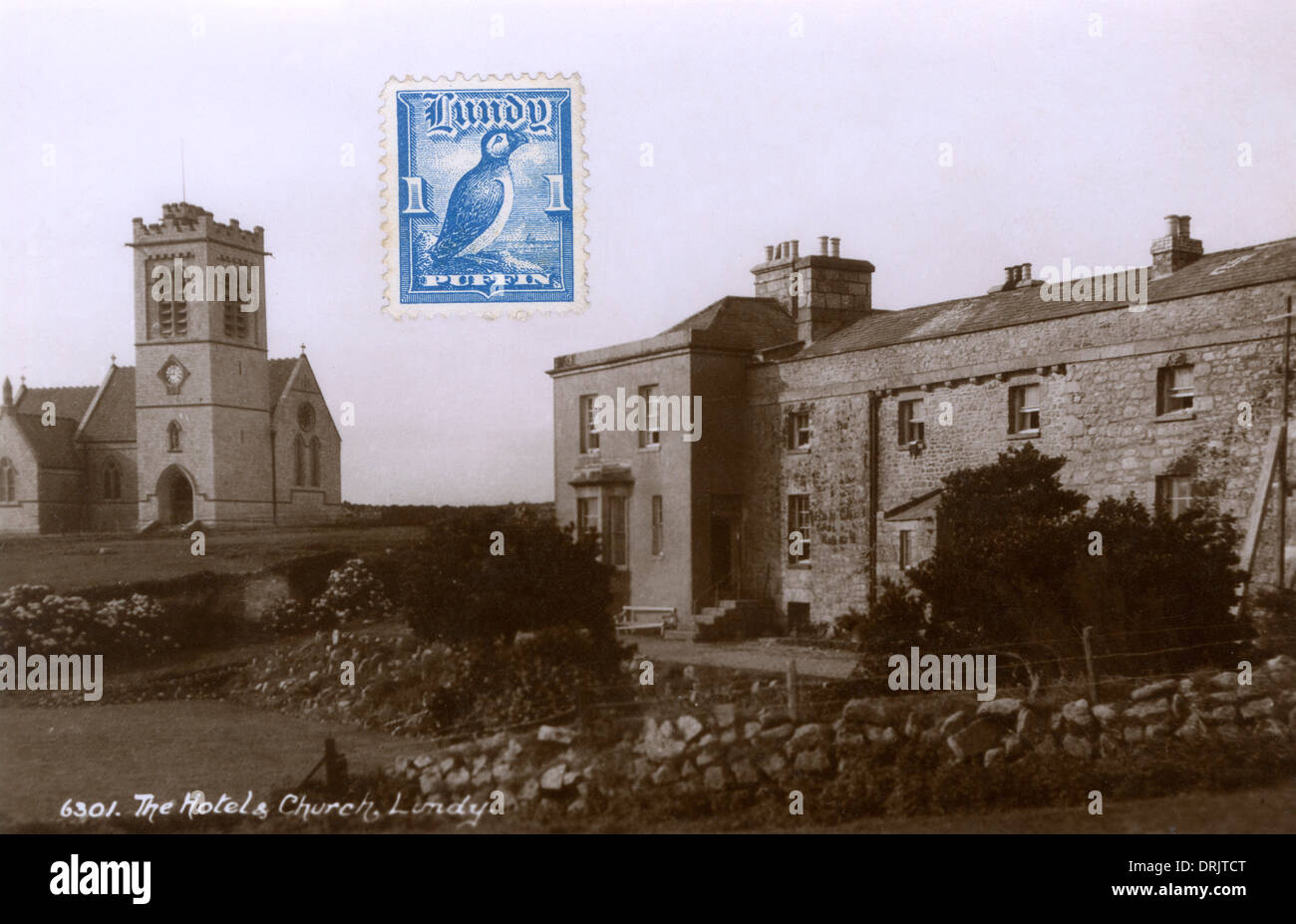 The Hotel and Church, Lundy Island, Bristol Channel Stock Photo - Alamy