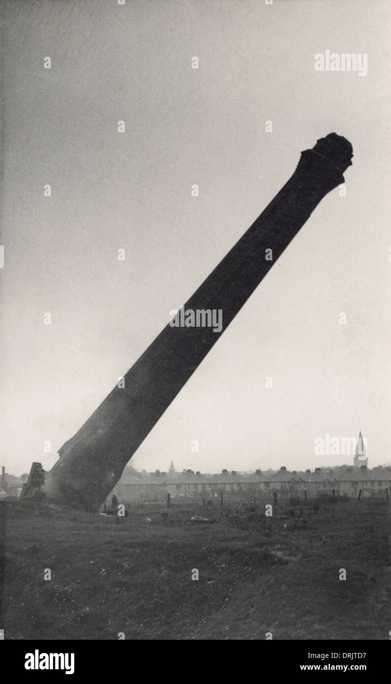 Demolition of a Factory Chimney - Chorley, Lancashire Stock Photo - Alamy