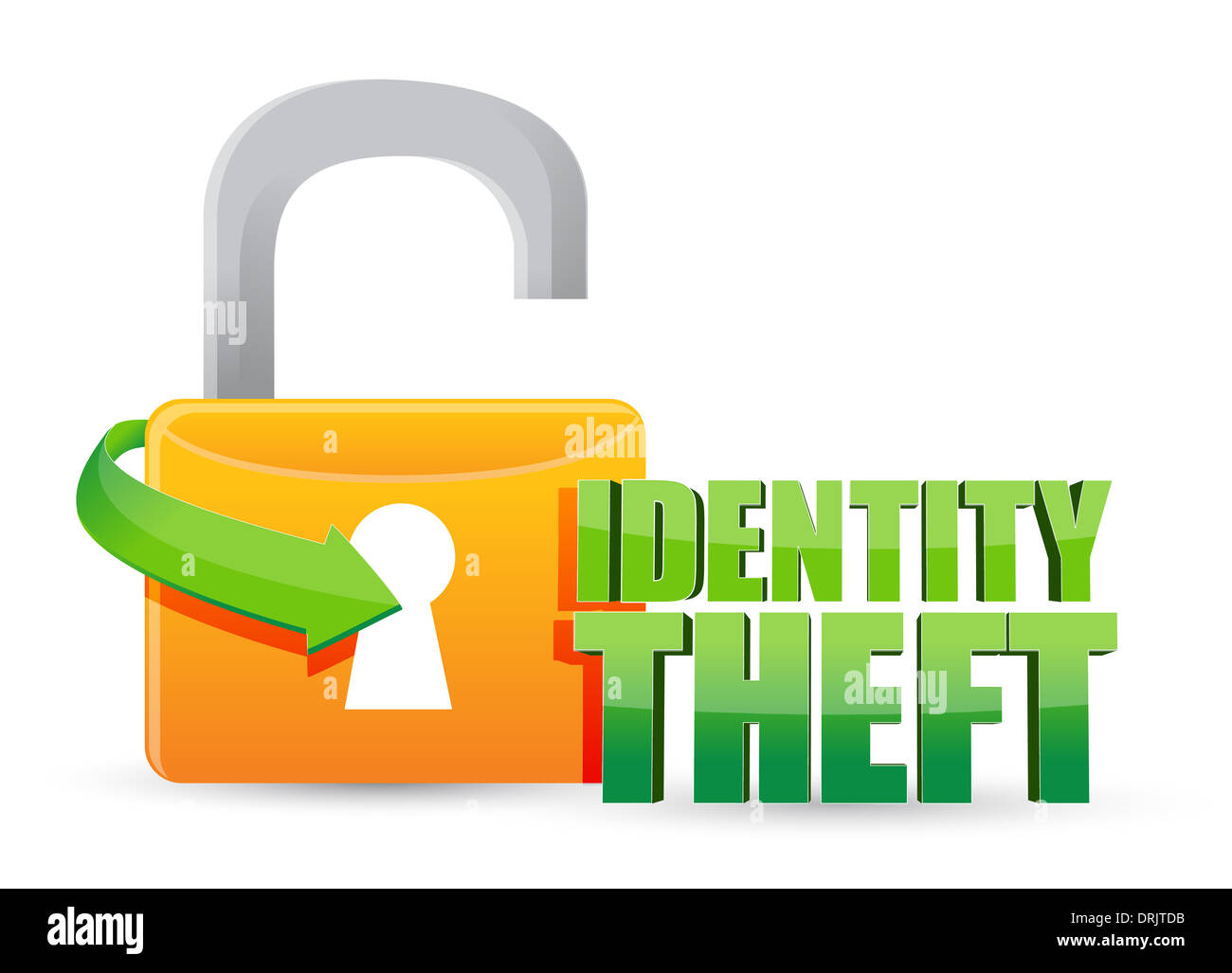 unsecured identity theft Gold lock illustration design over a white ...