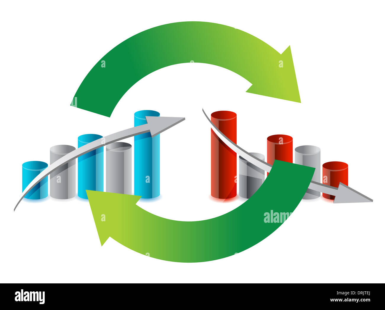 up and down graph cycle illustration design over white Stock Photo - Alamy