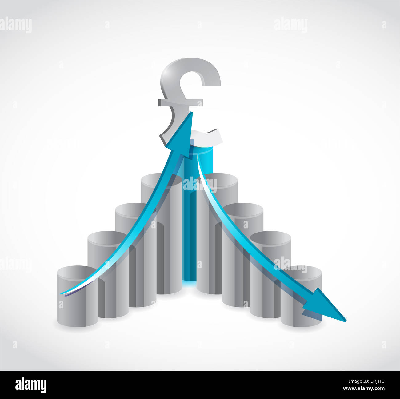 business british pound graph illustration design over a white ...