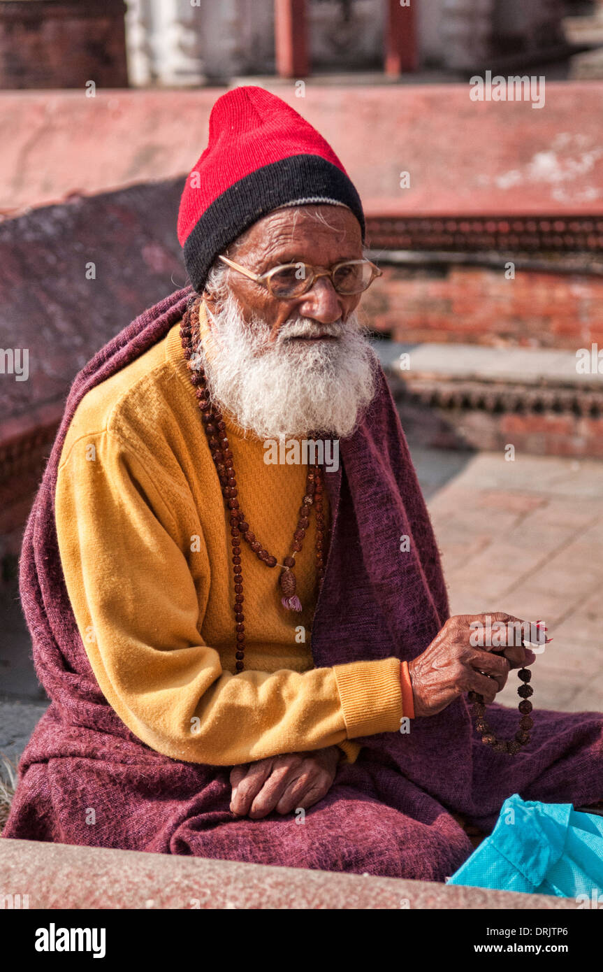 Portrait of an elderly pilgrim, Kathmandu, Nepal Stock Photo - Alamy