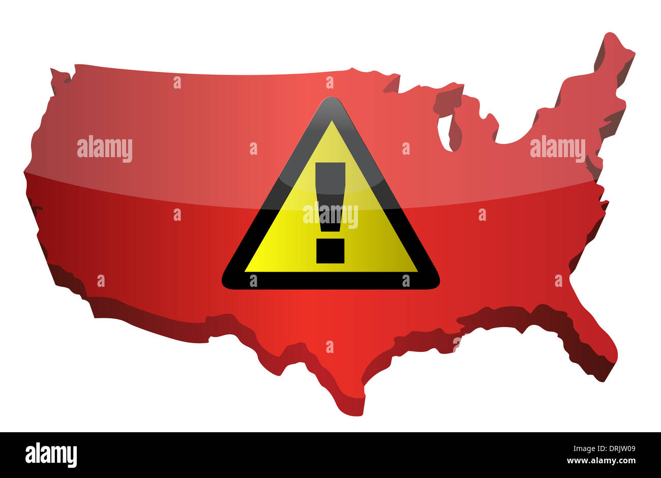 US map and warning sign illustration design Stock Photo - Alamy