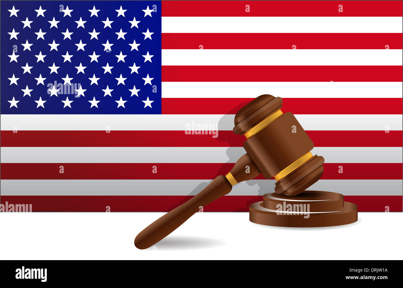 us flag and gavel illustration design over a white background Stock ...