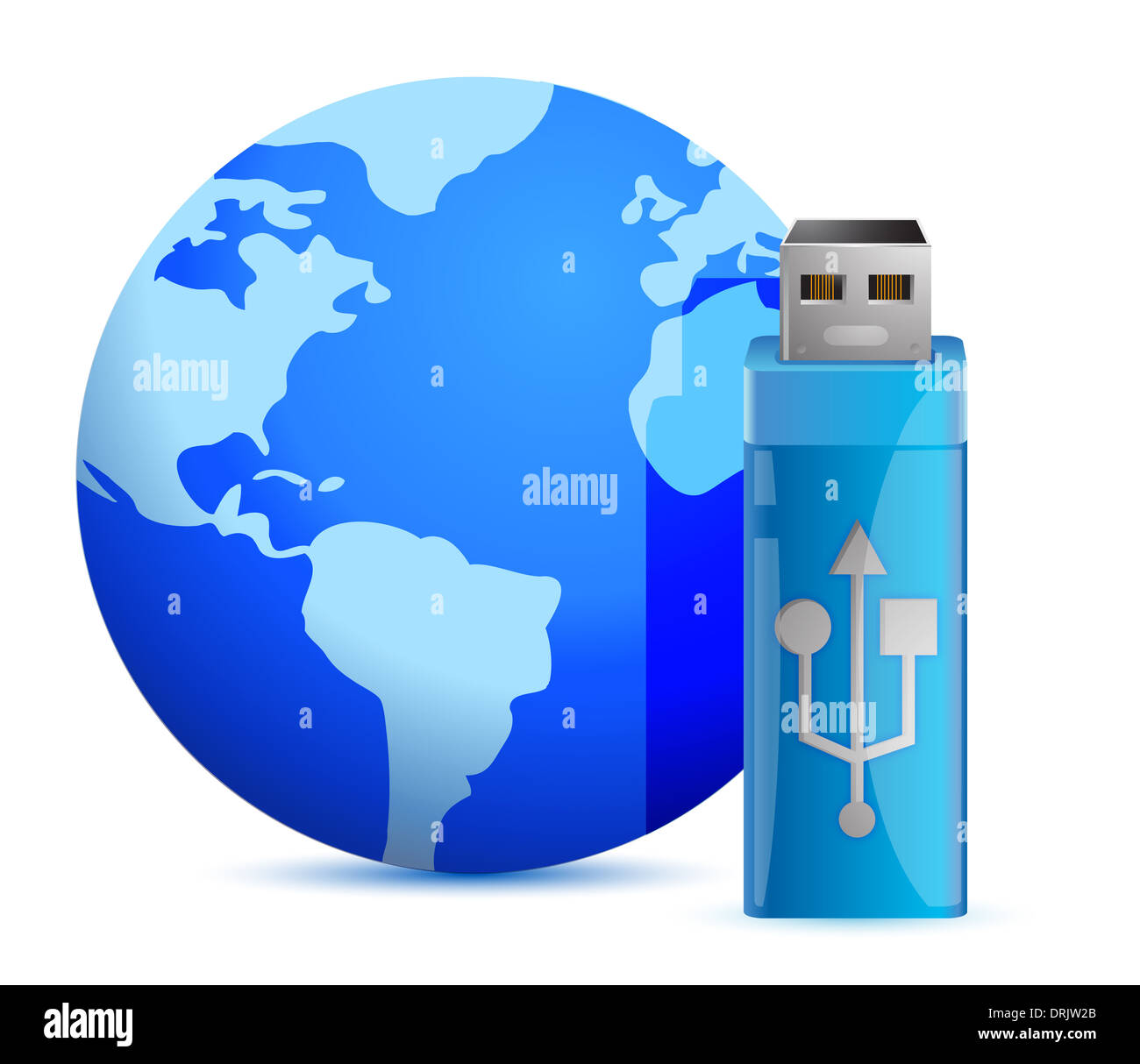 Usb flash memory and the globe illustration design Stock Photo - Alamy