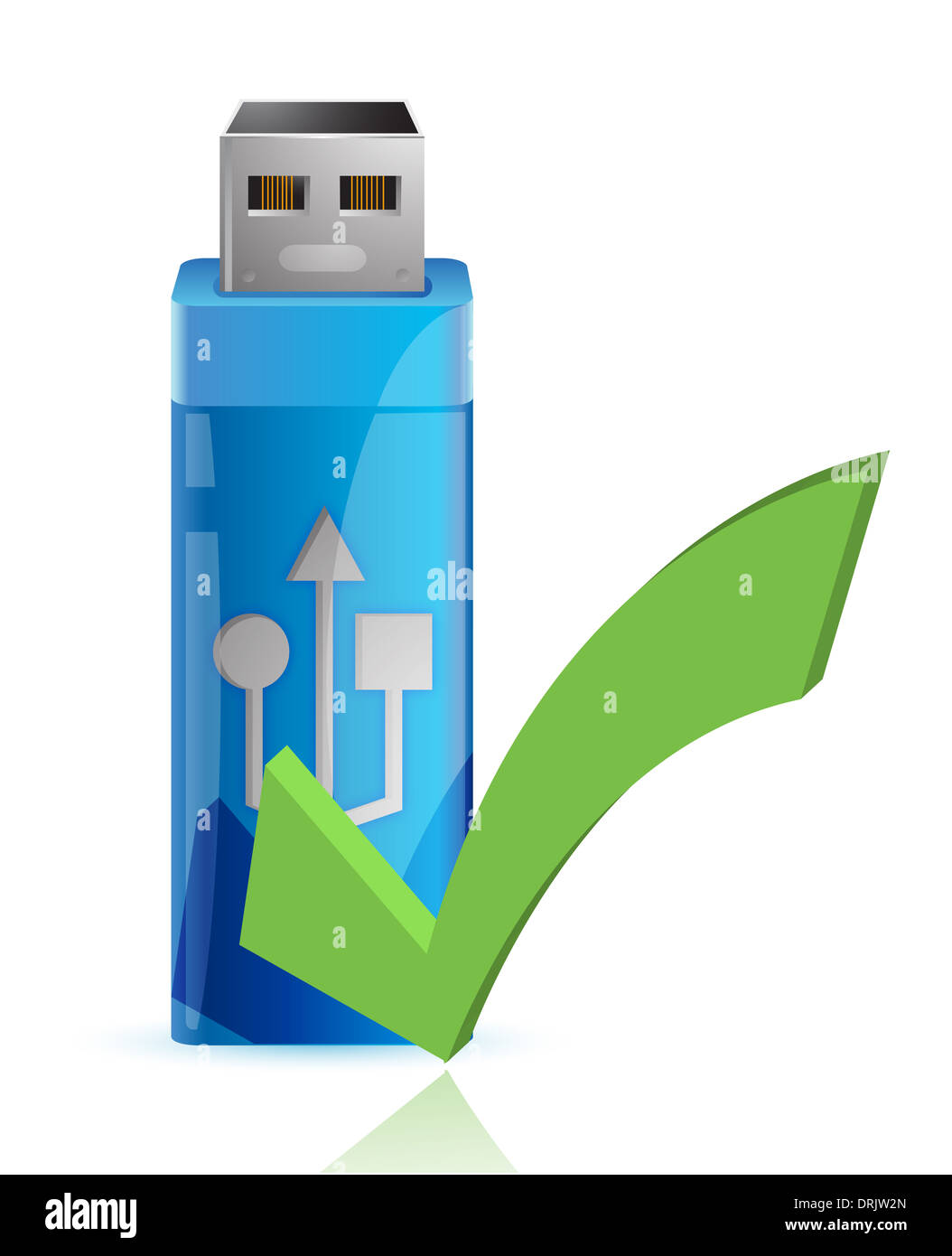 USB Flash drive with OK sign illustration design Stock Photo - Alamy