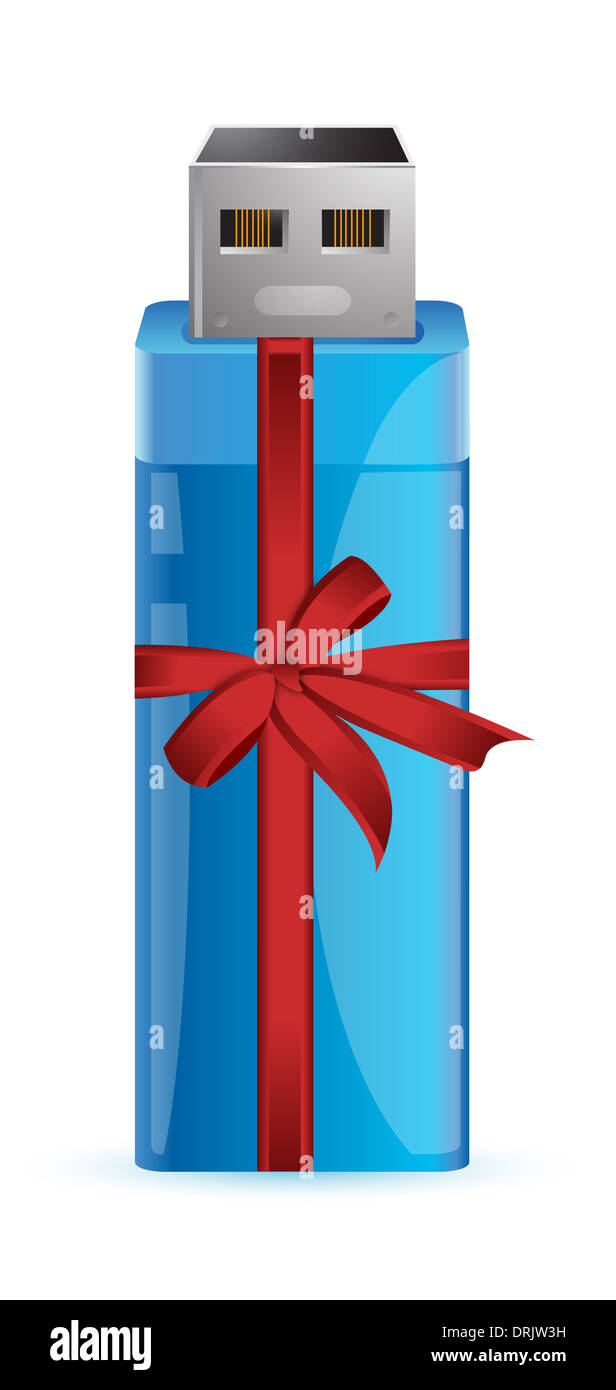 USB Flash Drive. Gift with colorful ribbon illustration graphic design ...