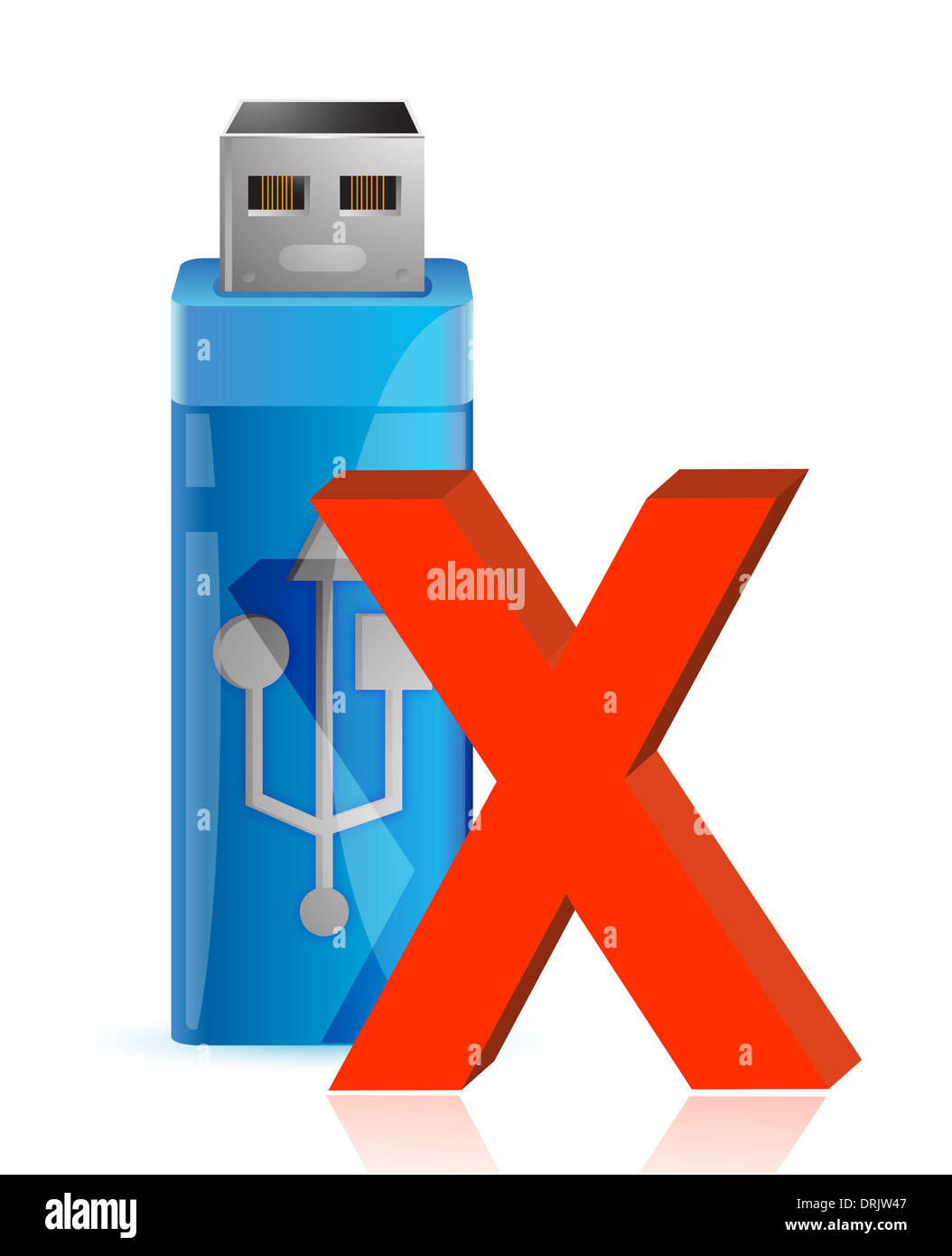 USB Flash Drive with BREAKDOWN sign. illustration design Stock Photo ...