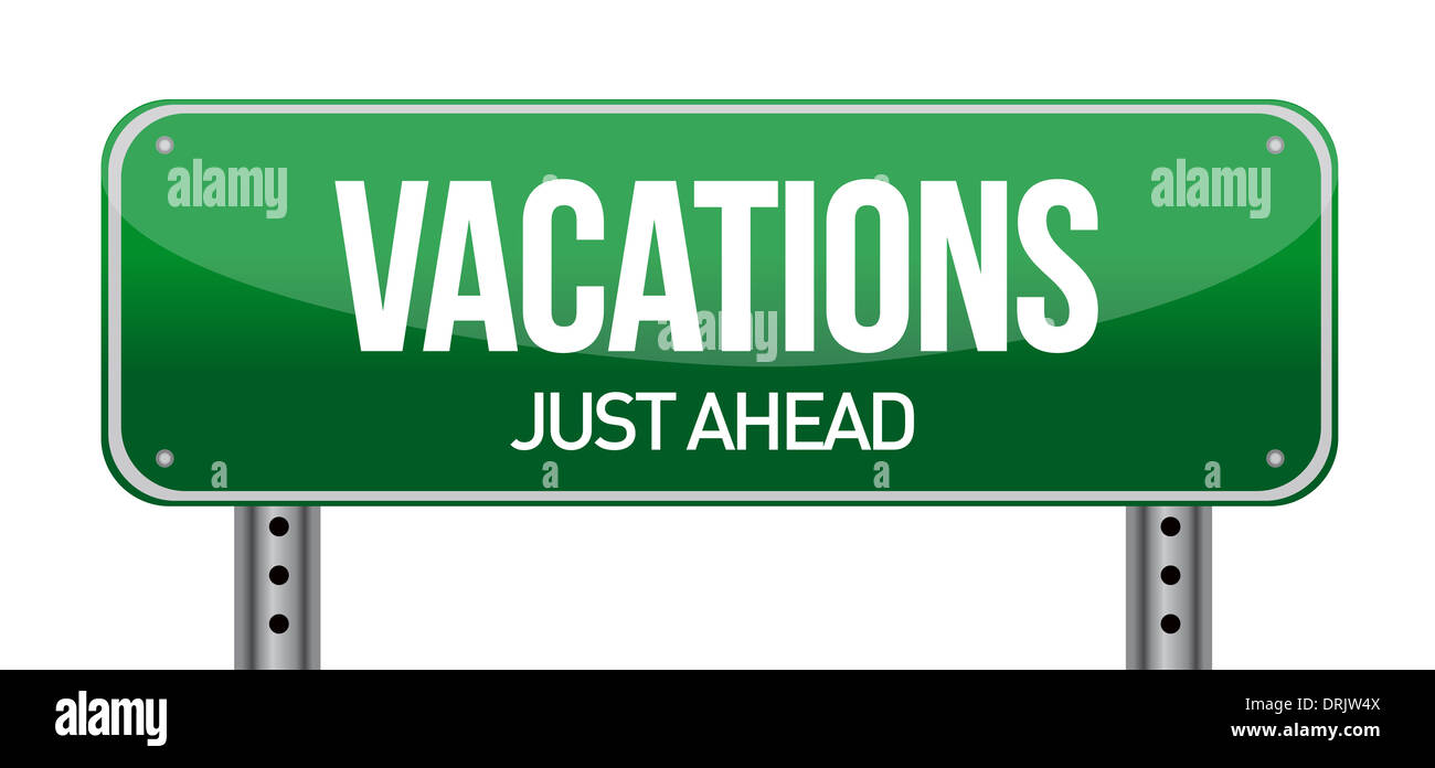Vacation road sign illustration design over a white background Stock ...