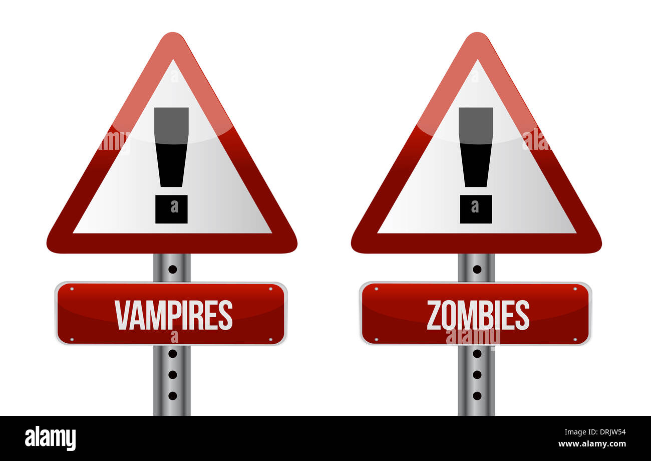 Beware of Vampires and Zombies illustration design over white Stock ...