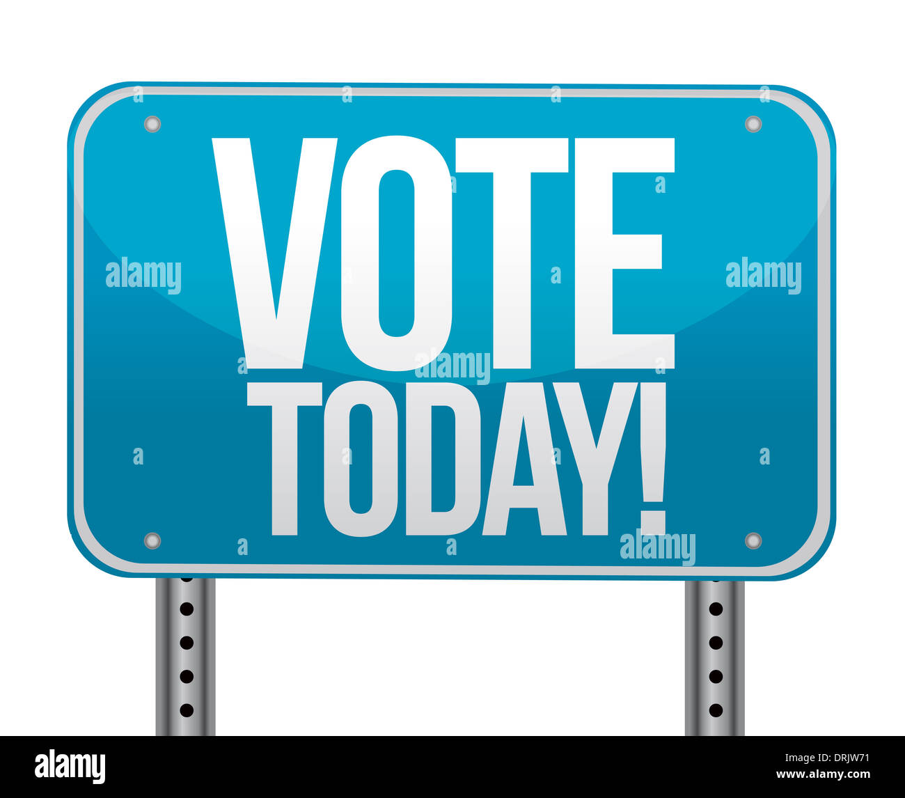Vote today blue sign illustration design over white Stock Photo - Alamy