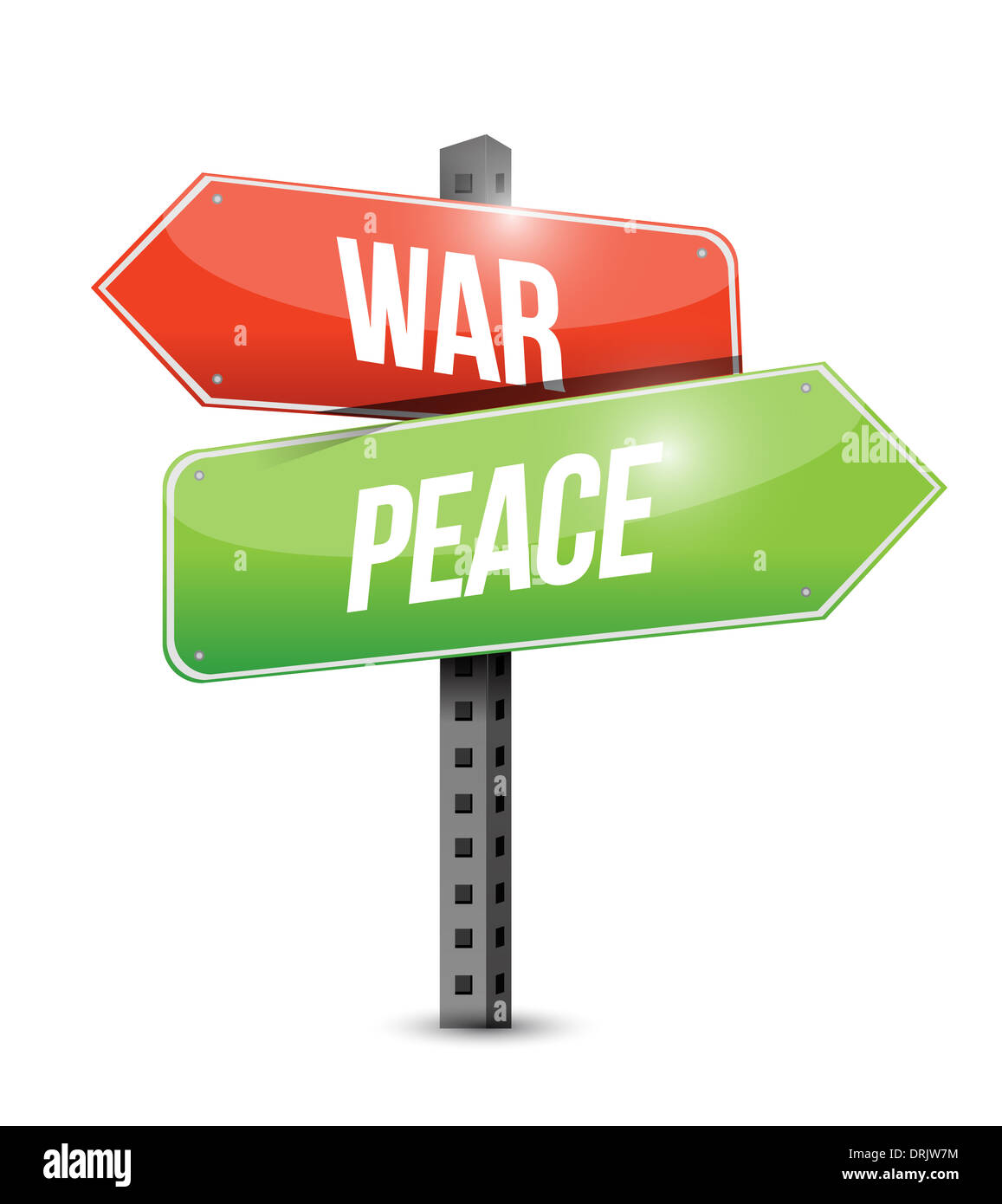 war and peace road sign illustration design over white Stock Photo - Alamy