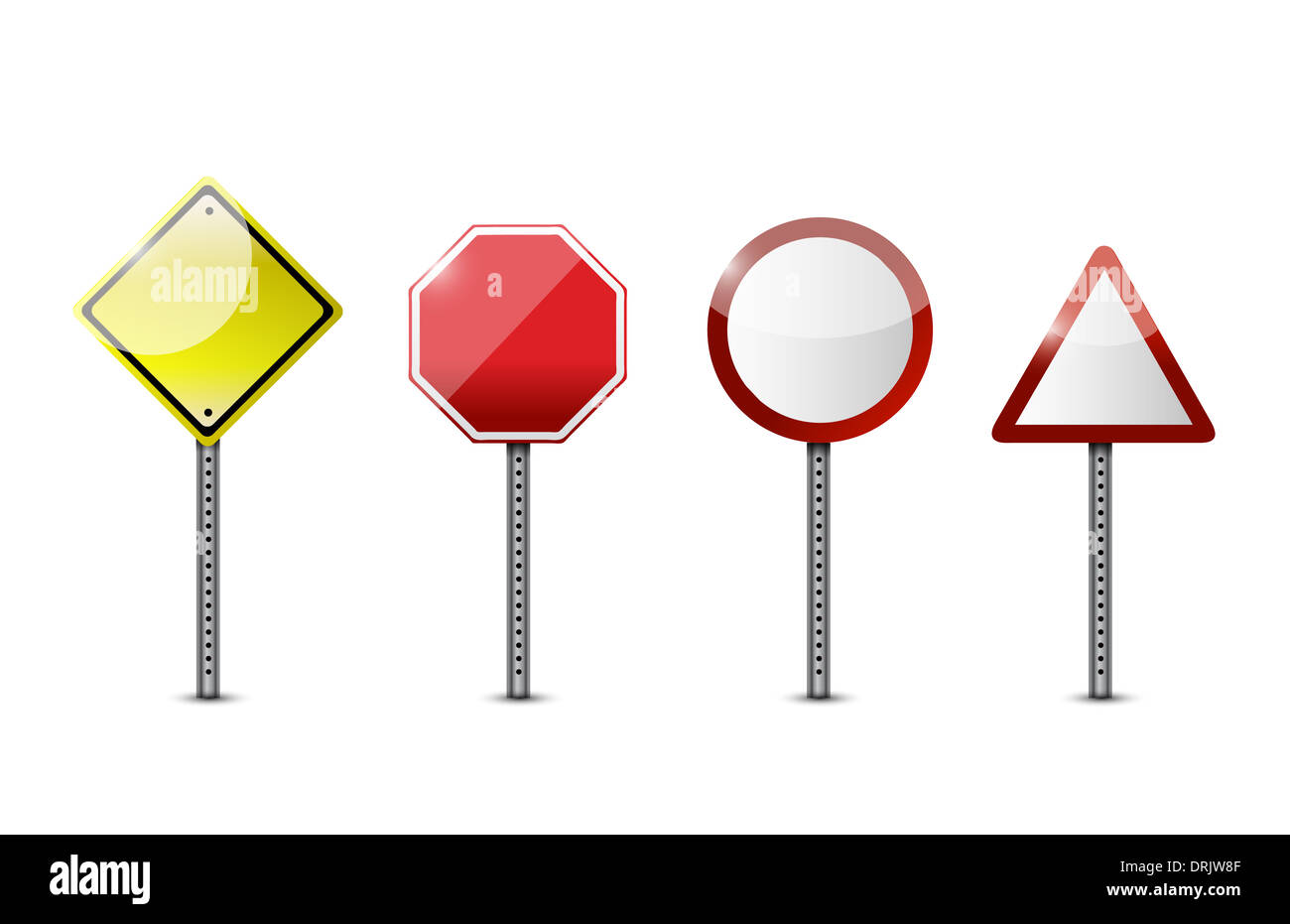 set of blank road sign. illustration design isolated over white Stock ...