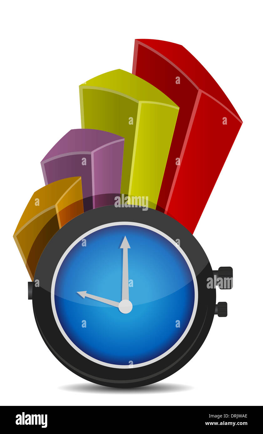 graph with clock a business concept illustration design over white ...