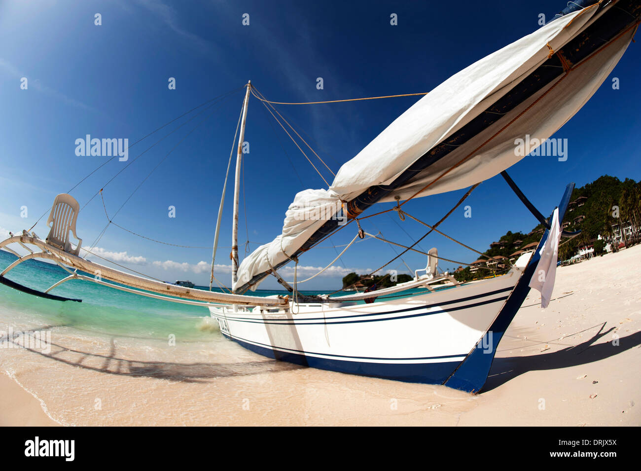 A sailing banca boat, Boracay Island, Philippines, South East Asia ...