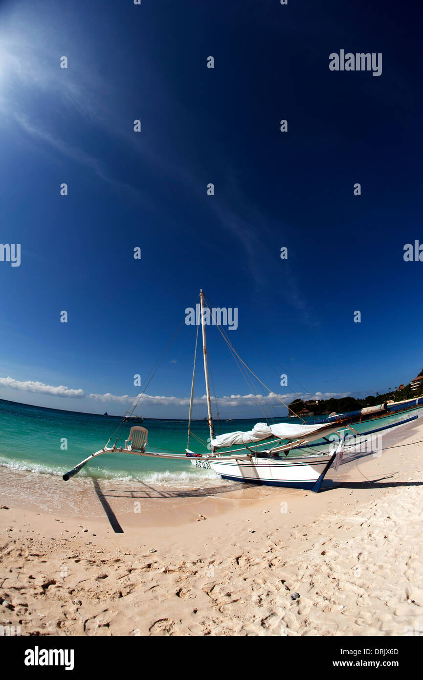 A sailing banca boat, Boracay Island, Philippines, South East Asia ...