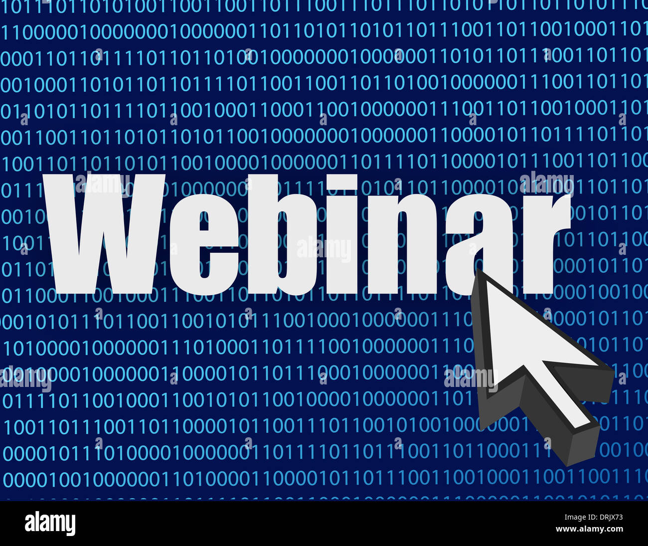 Webinar binary blue background and cursor illustration design Stock ...