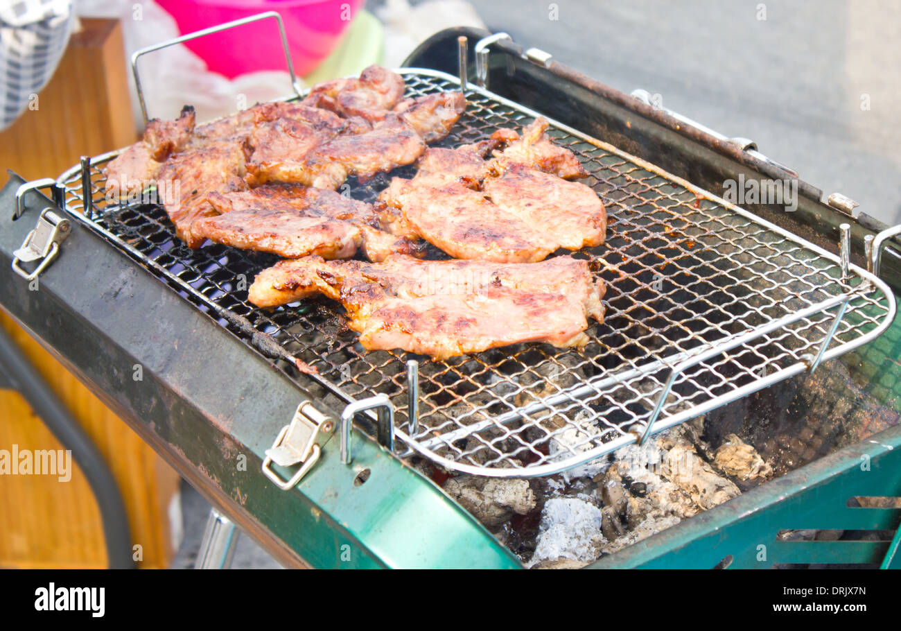 Grilled pork on the grill Stock Photo - Alamy