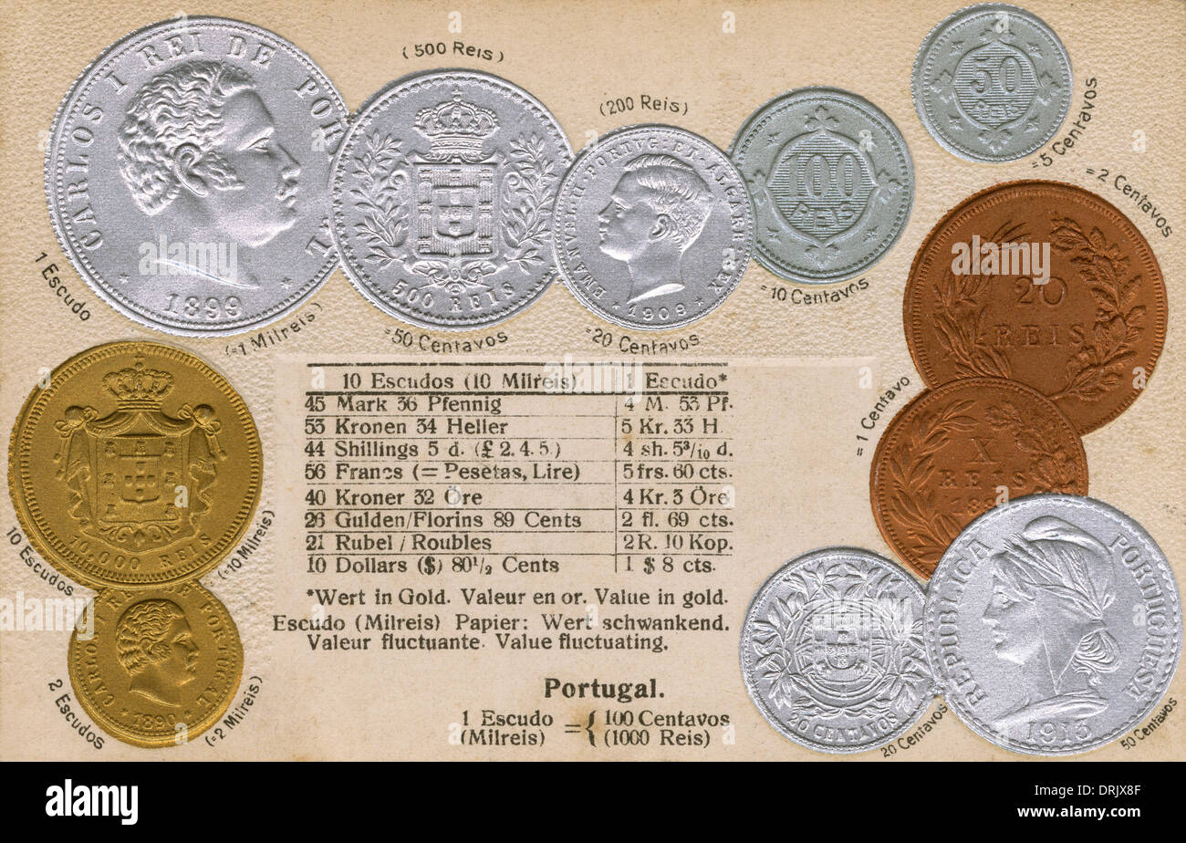 Portuguese coins - early 20th century Stock Photo - Alamy
