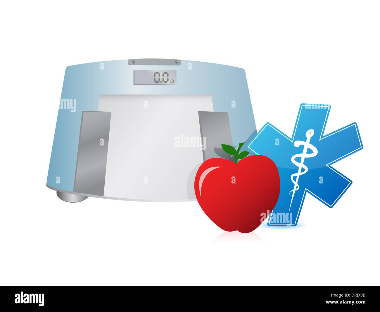 Healthy food and weight scale, illustration design over white Stock ...