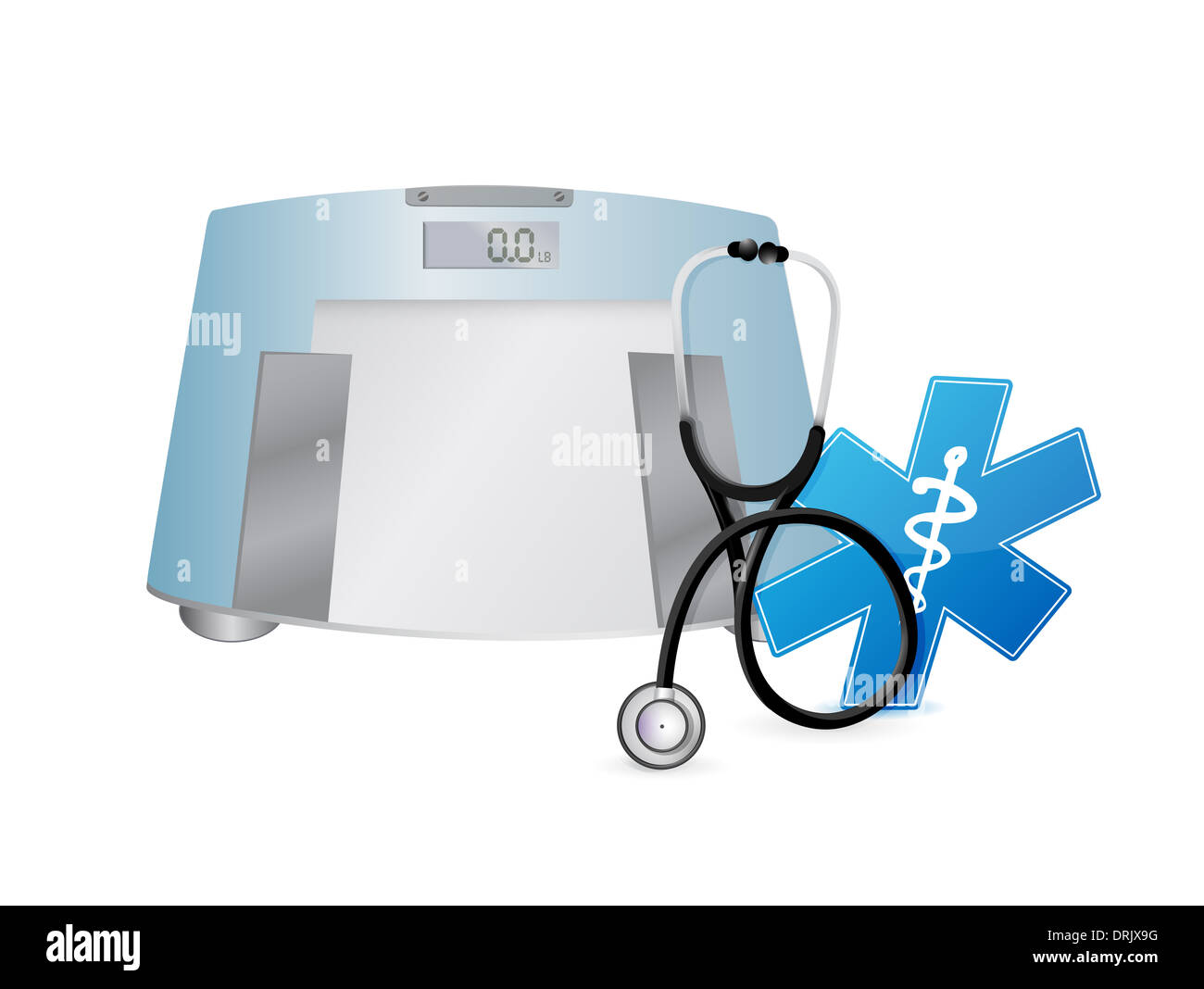doctor symbol and weight scale, illustration design over white Stock ...