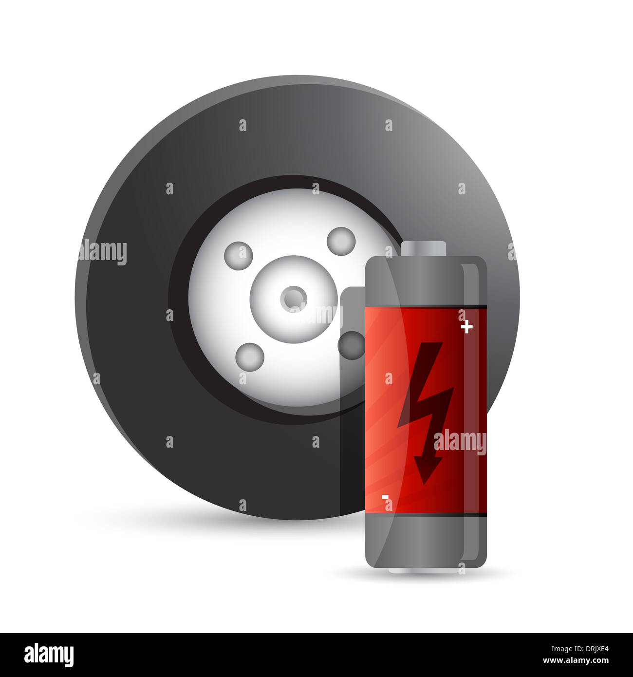 wheel and battery illustration design over a white background Stock ...