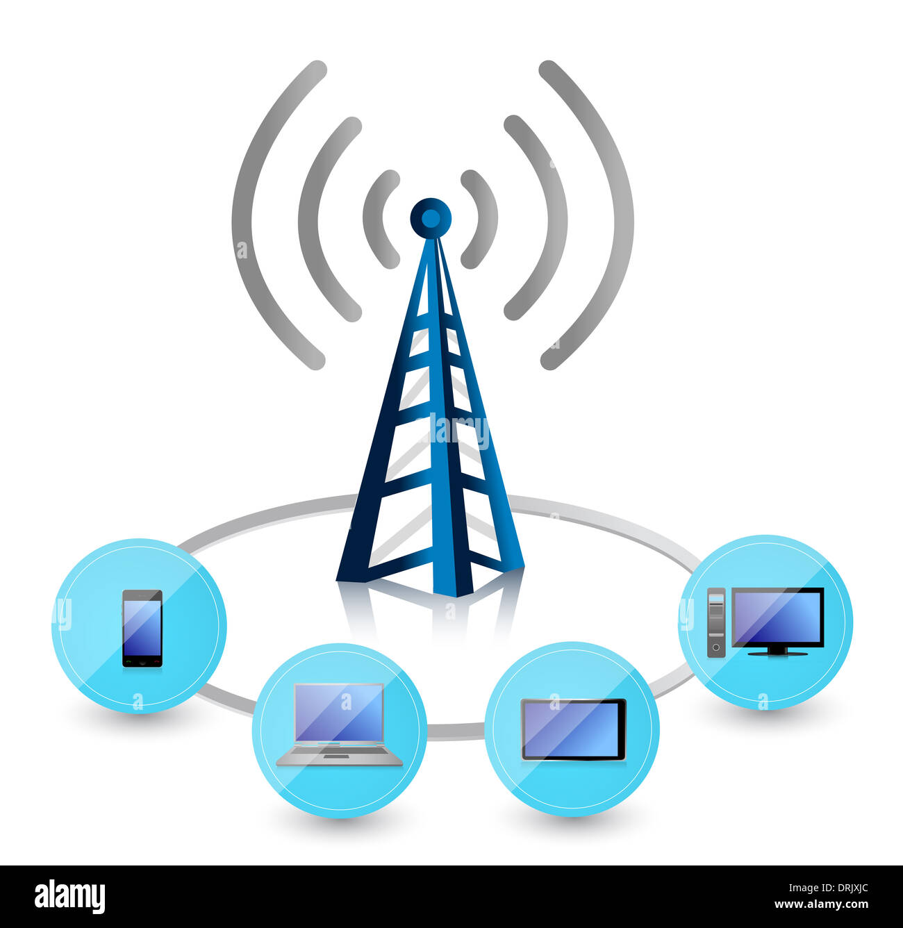 Wifi tower connected to a set of electronics illustration design Stock ...