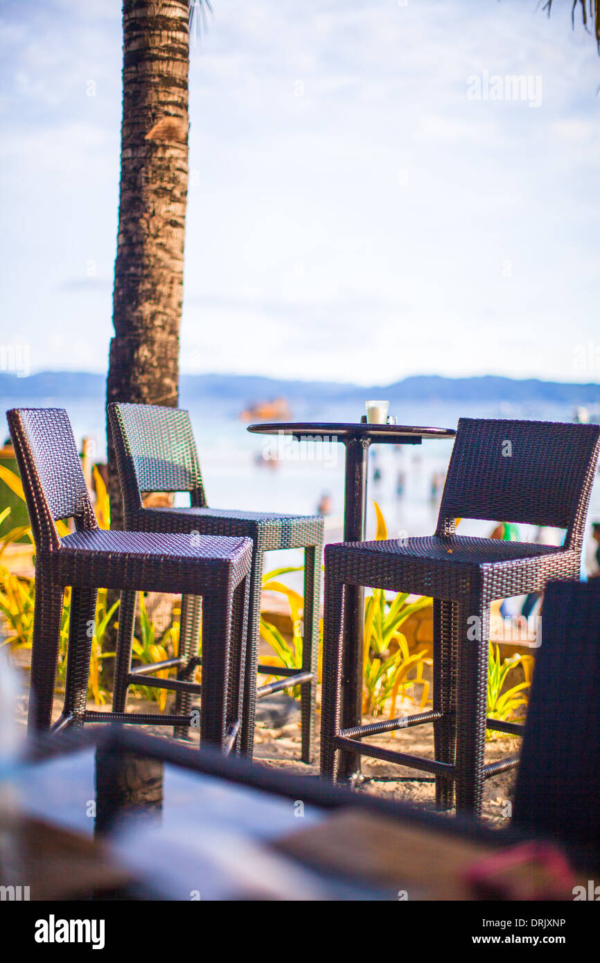 Outdoor cafe on the beach Stock Photo - Alamy