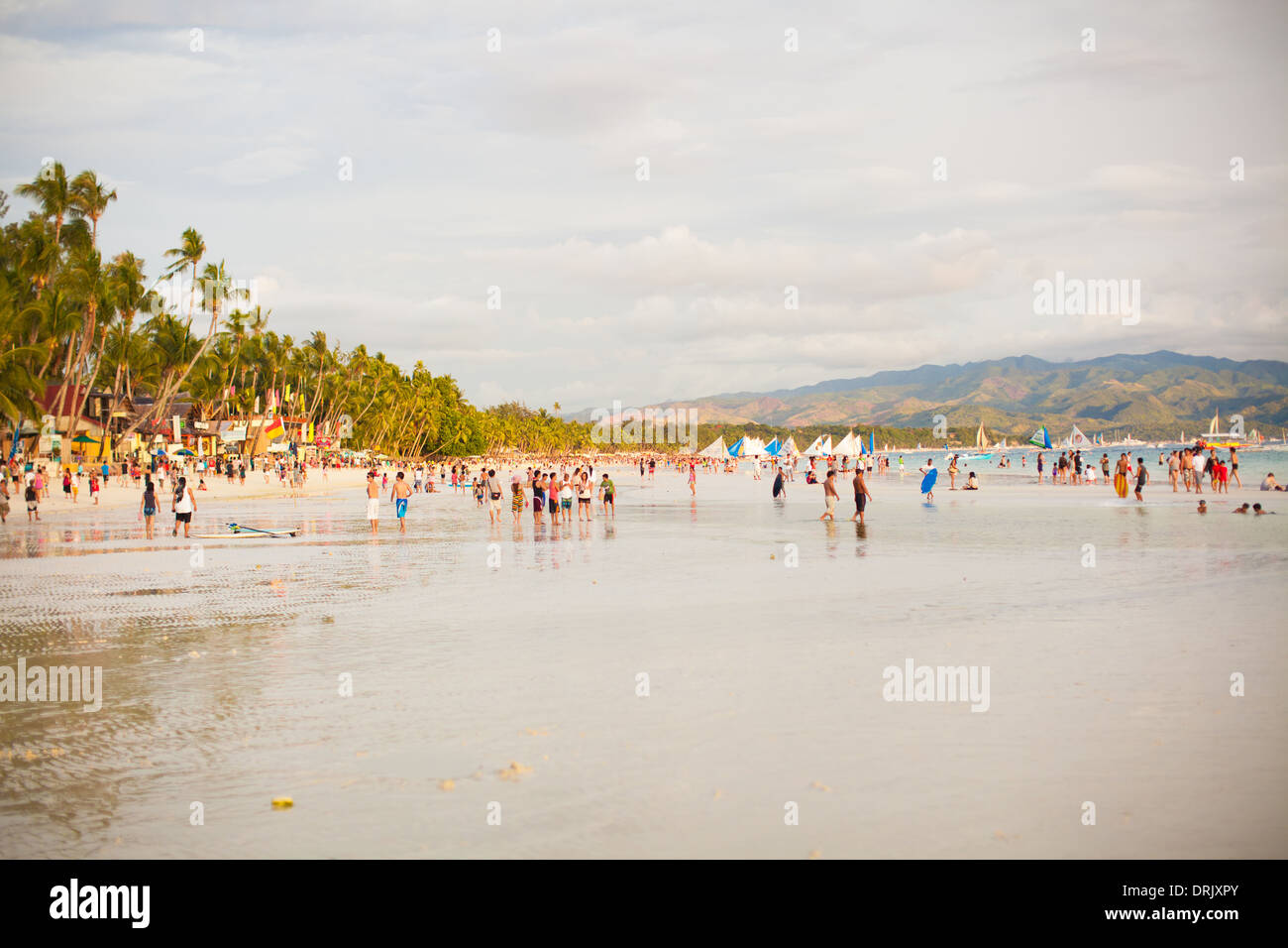 Crowded beach on the island of Boracay, Philippines Stock Photo - Alamy