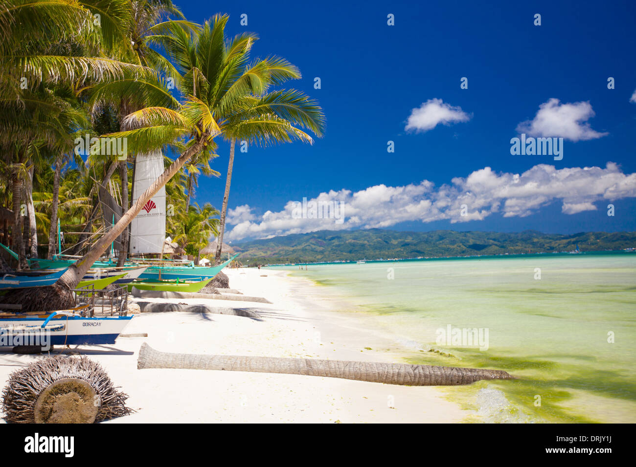 Perfect tropical beach with turquoise water in Boracay Stock Photo - Alamy
