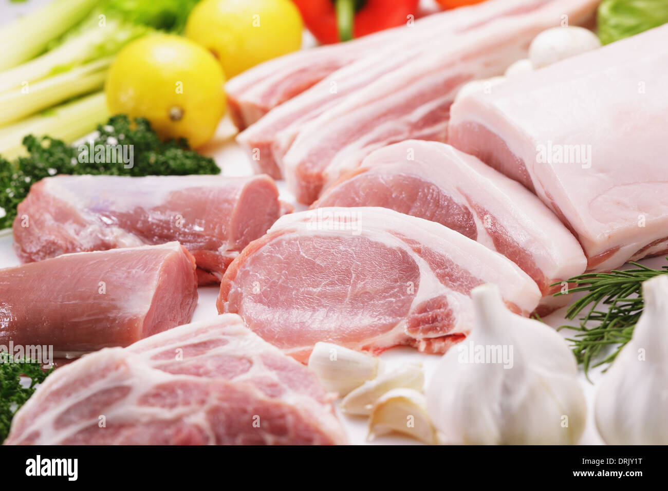 Raw pork meat and vegetables Stock Photo - Alamy
