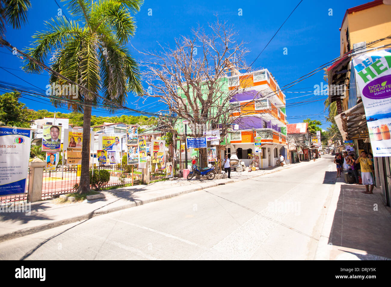 Sandy street in an exotic country on the Boracay island Stock Photo - Alamy