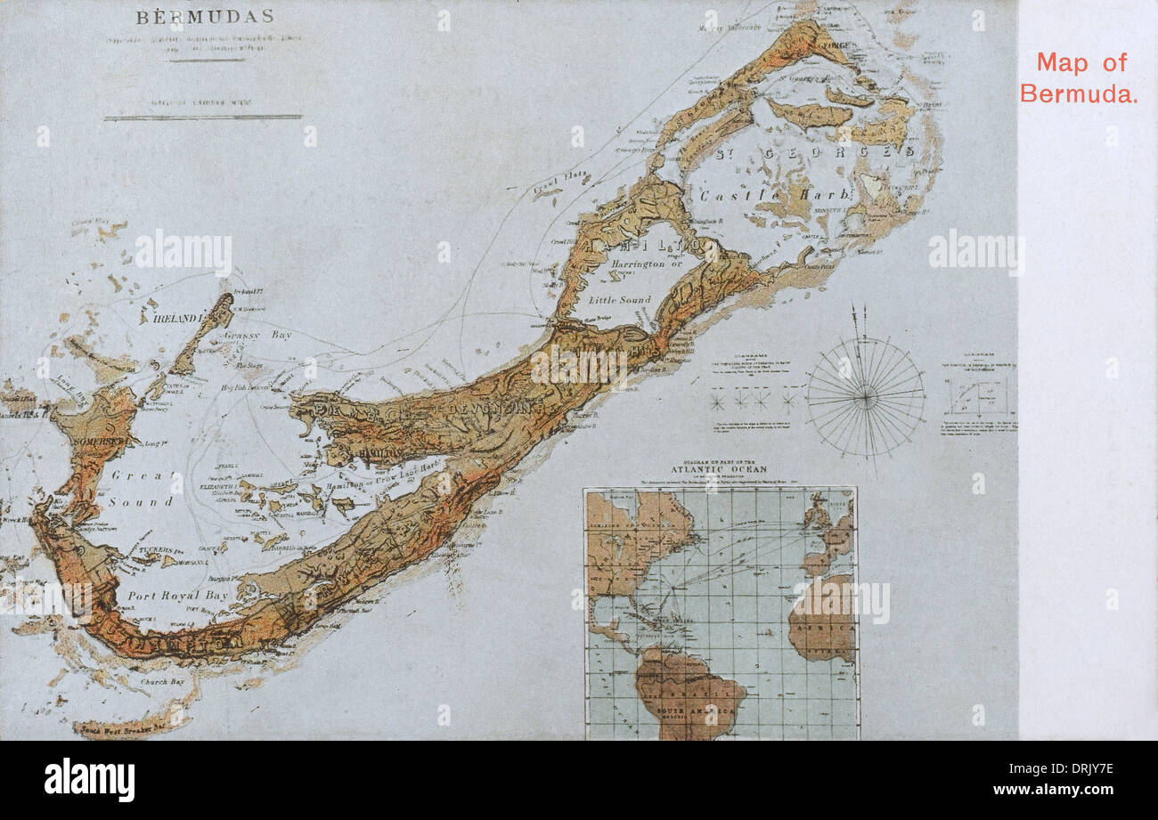 Map of Bermuda - Western Atlantic Stock Photo - Alamy