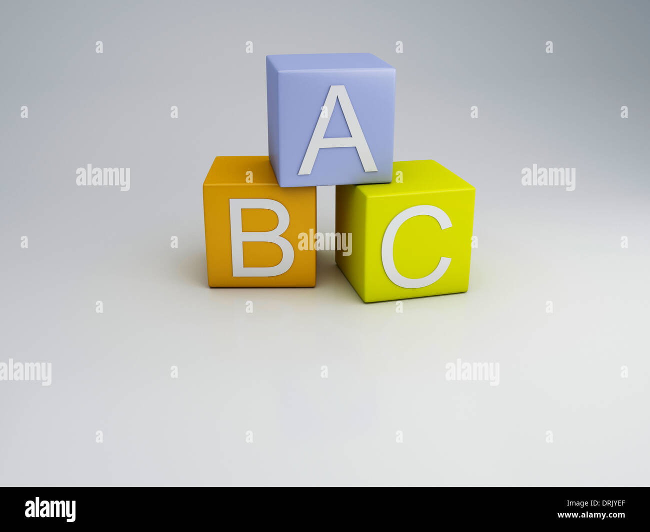 Blocks ABC letters, 3d Illustration Stock Photo - Alamy