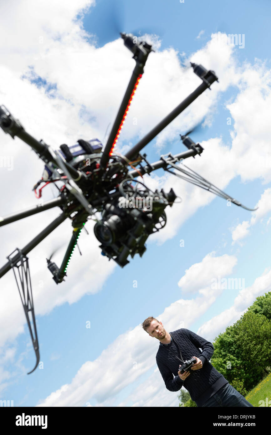 Male Engineer Flying UAV Helicopter Stock Photo - Alamy