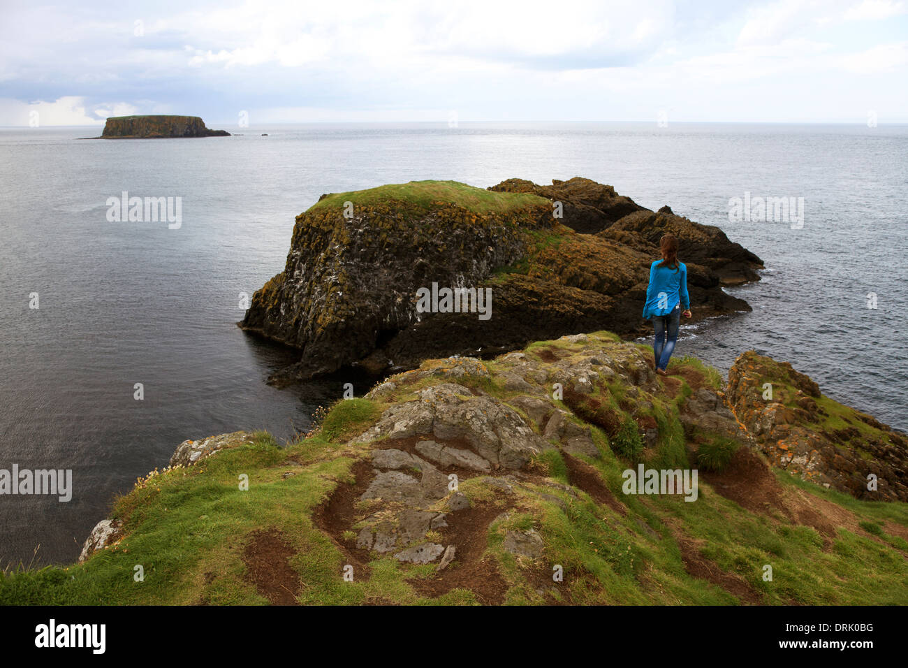 Coastal scenery near Carrick a Rede along the causeway coast, Co ...