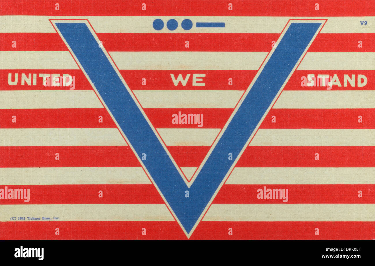 V for Victory. US World War Two propaganda postcard Stock Photo - Alamy