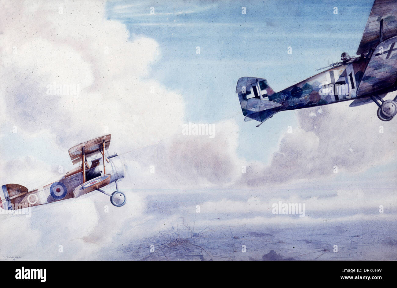 Dogfight between British and German planes, WW1 Stock Photo - Alamy