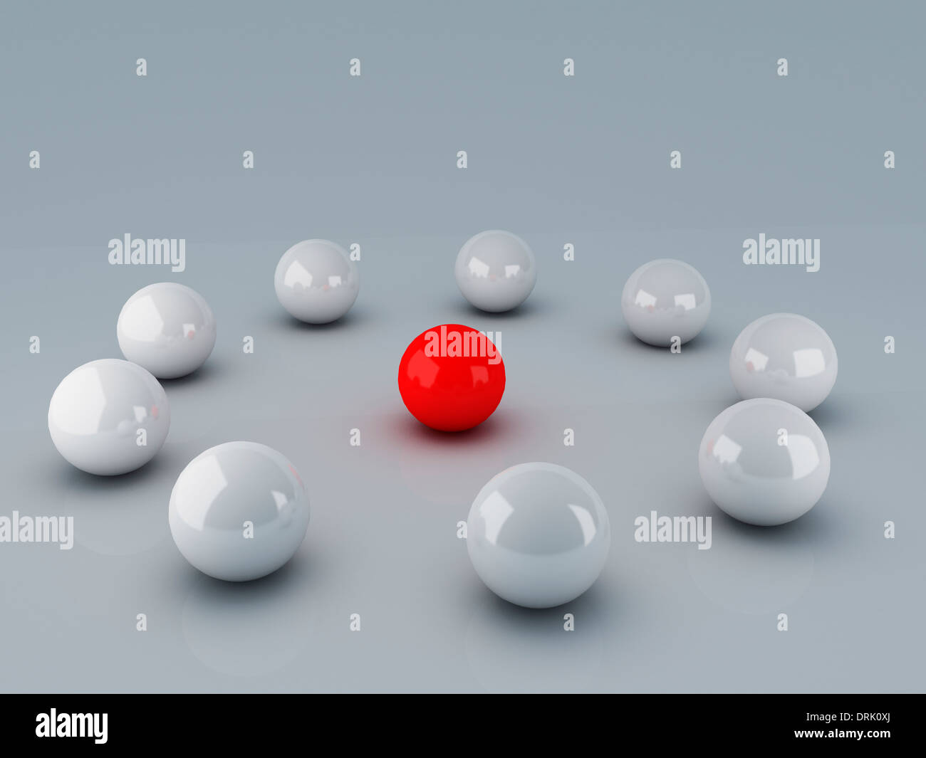 Red leader ball of white teamwork concept Stock Photo - Alamy