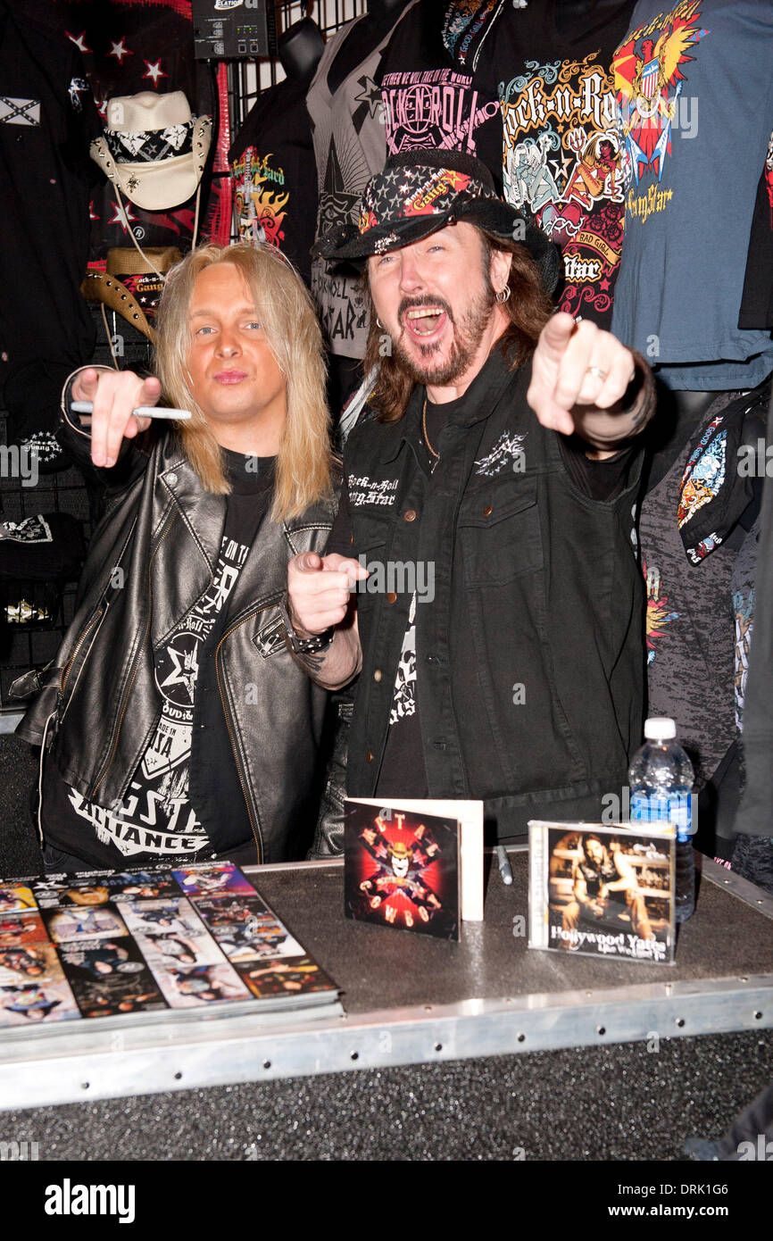 Rob Marcello and Ron Keel at the NAMM 2014 at Anaheim Convention Center ...