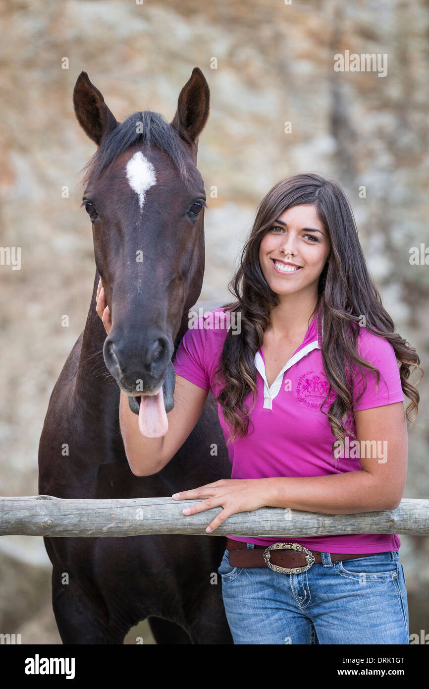 Kaimanawa Horse. Kelly Wilson with a chestnut gelding. New Zealand ...