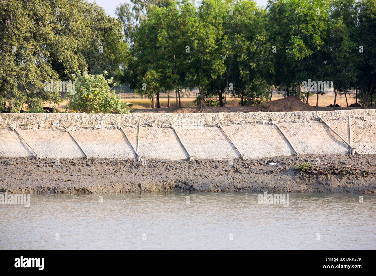 Coastal flood defences in the Sunderbans, a low lying area of the ...